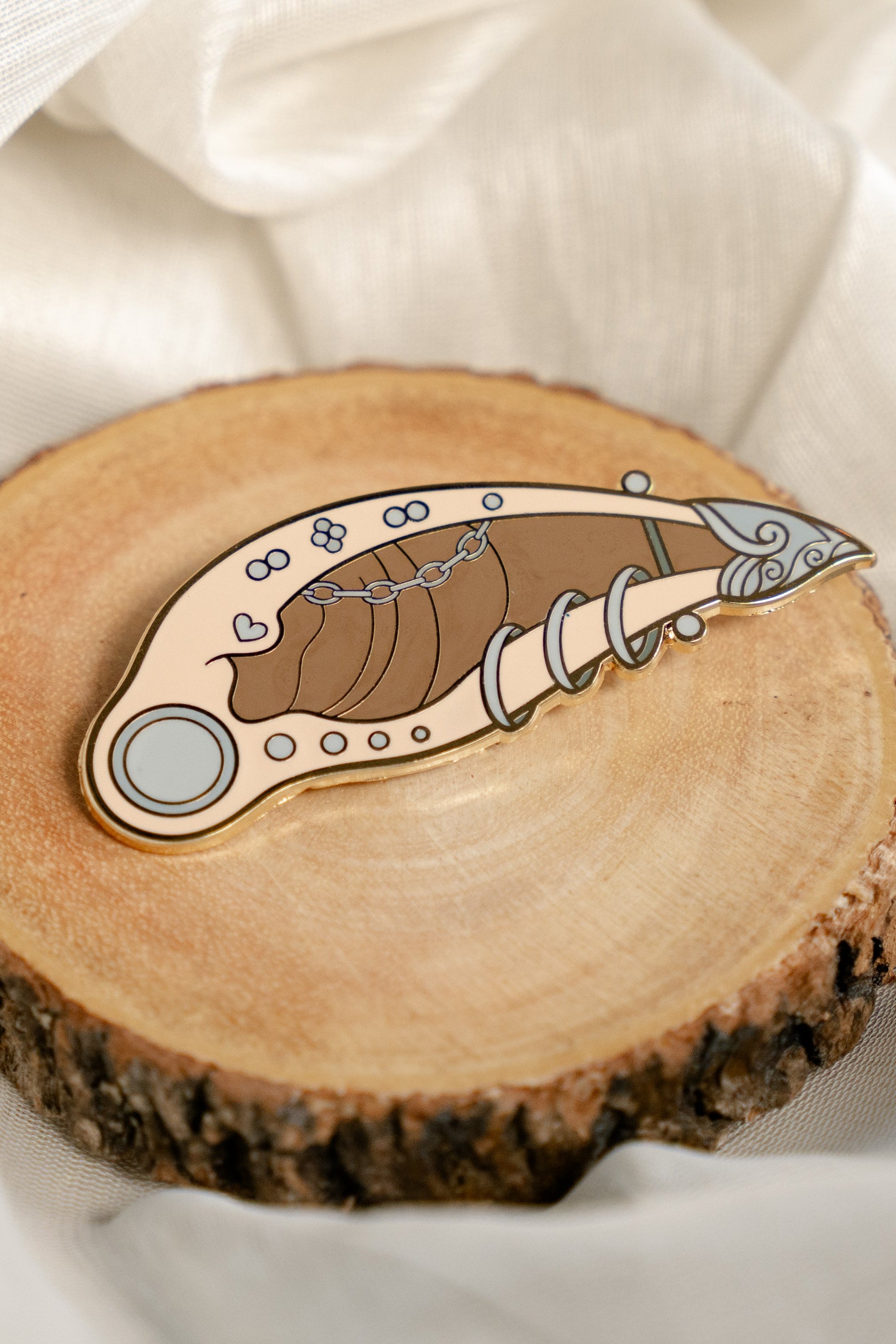 White Elf Ear w/ Jewelry Enamel Pin - Bookish Fairycore Cottagecore Pi ...