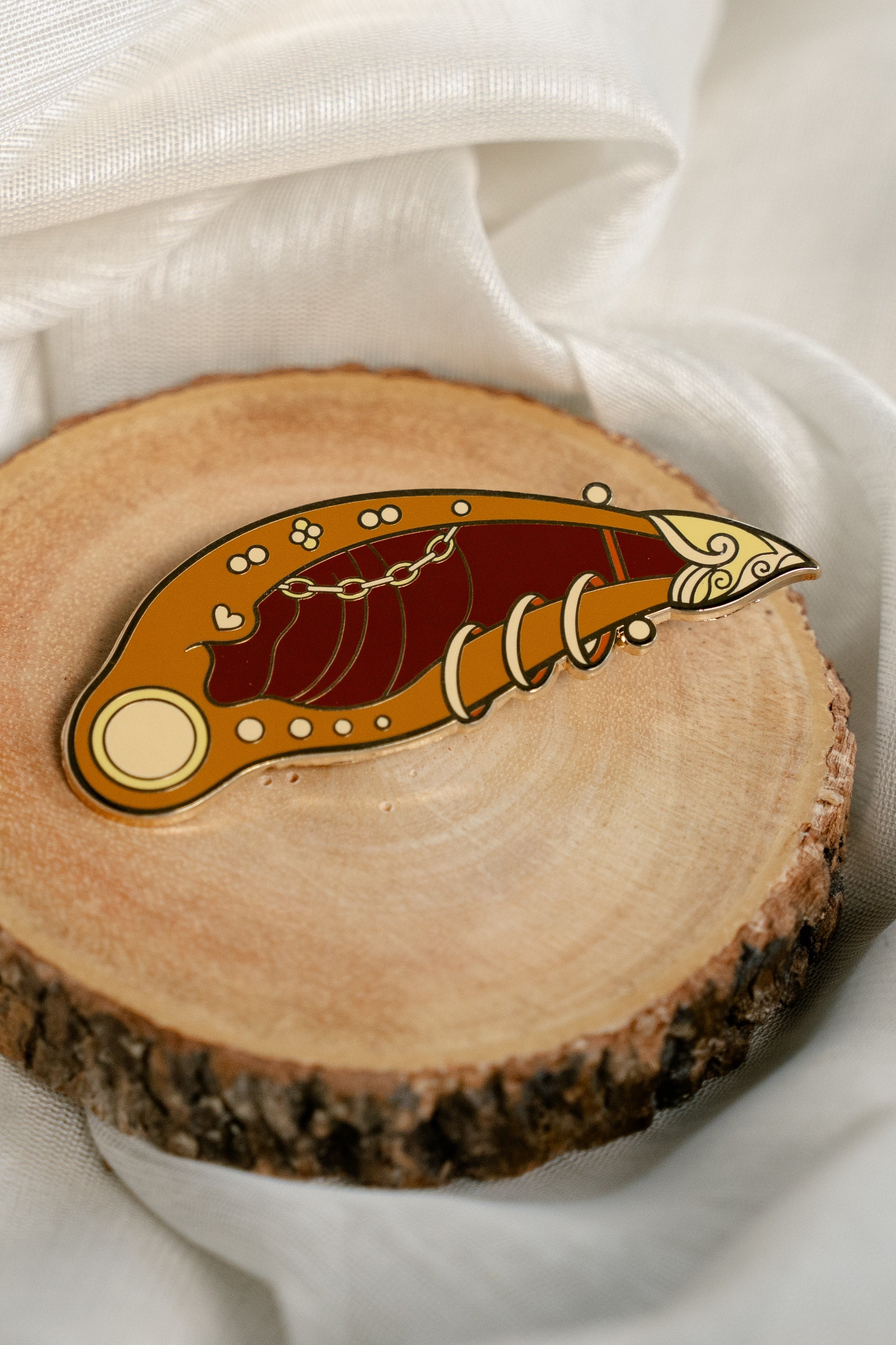 Brown Elf Ear w/ Jewelry Enamel Pin - Bookish Fairycore Cottagecore Pi ...