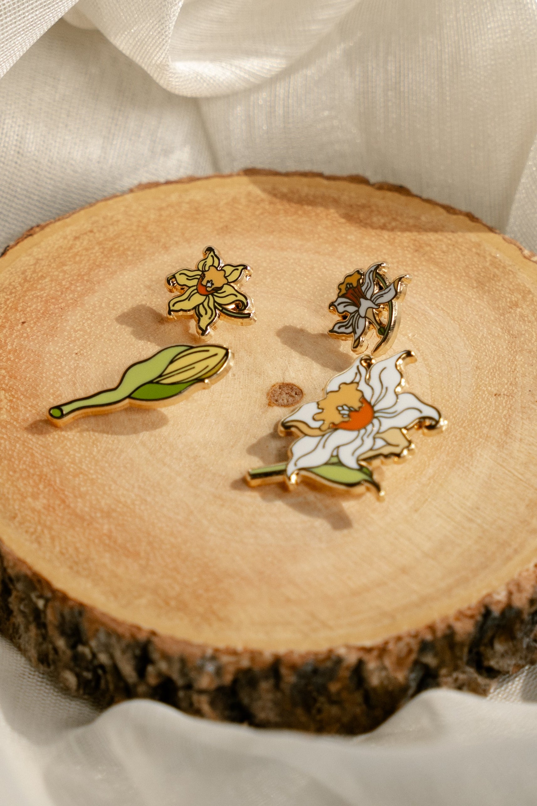 Daffodil Enamel Filler Pin Set - Bookish Fairycore Cottagecore Pinstor ...
